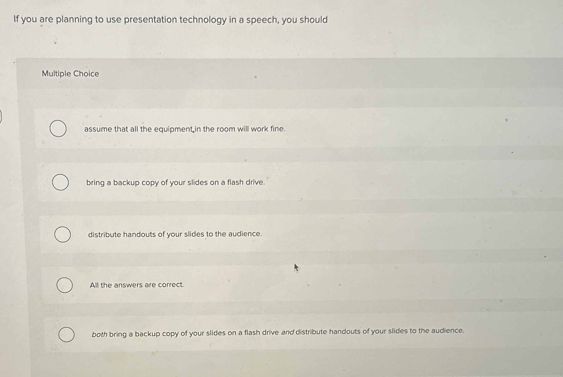 Solved If you are planning to use presentation technology in | Chegg.com