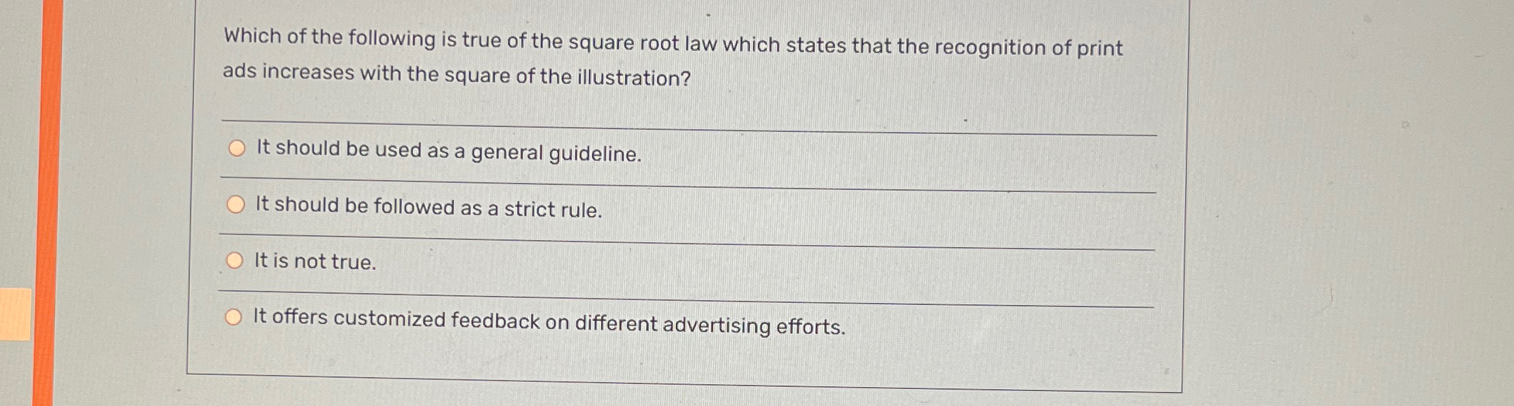 Solved Which of the following is true of the square root law | Chegg.com