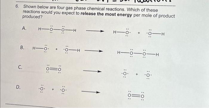Solved Shown below are four gas phase chemical reactions. | Chegg.com