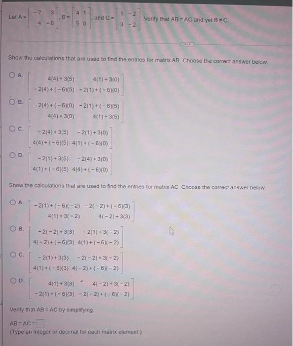 Solved Let A = OA O B. O.C. O D. B. -2 3 Show the | Chegg.com