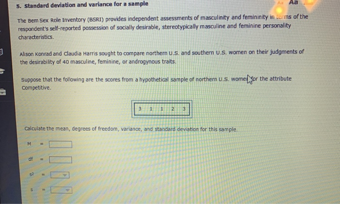 Solved 5 Standard Deviation And Variance For A Sample The 0734