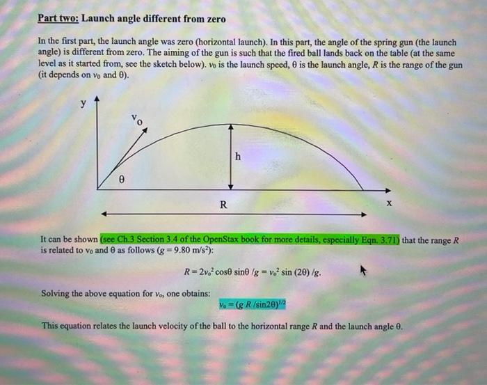 Solved Part two: Launch angle different from zero In the | Chegg.com