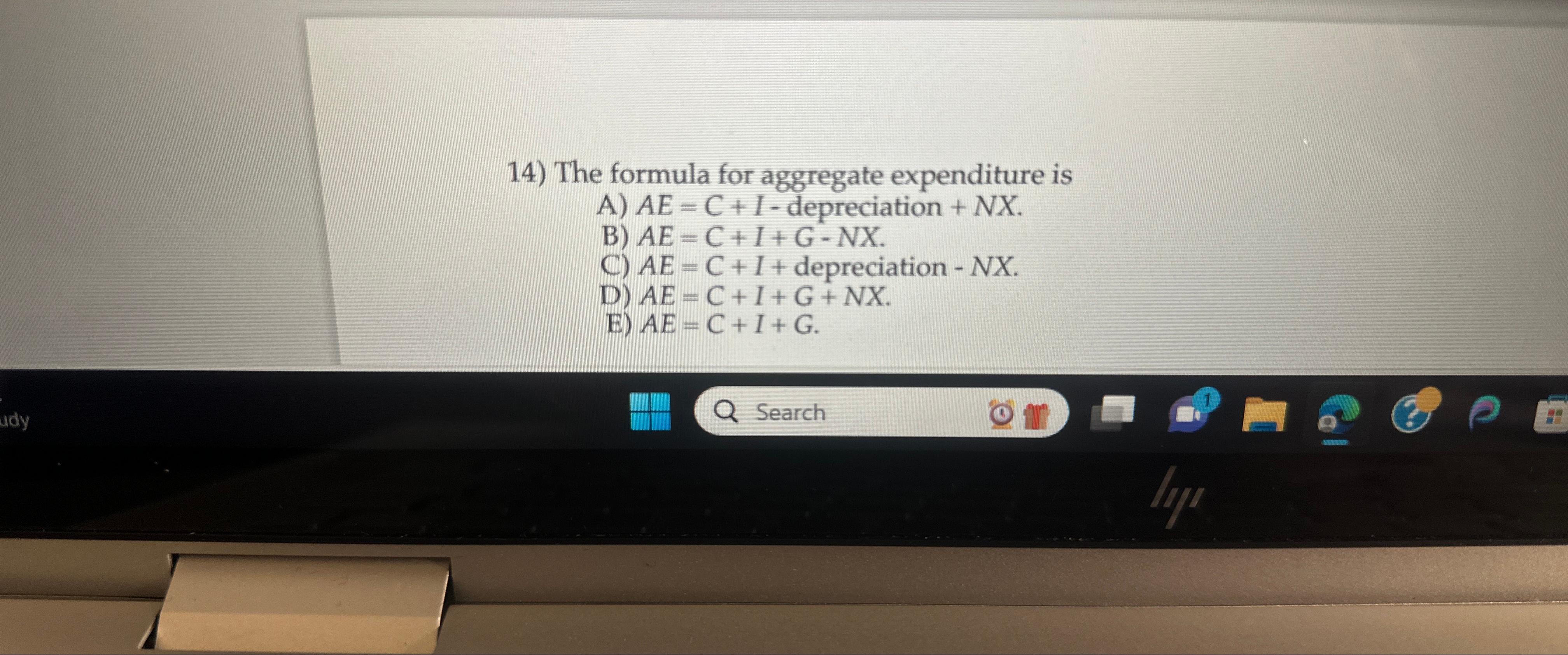Solved The formula for aggregate expenditure | Chegg.com