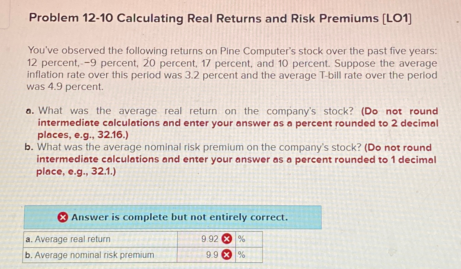 Solved Problem 12-10 ﻿Calculating Real Returns and Risk | Chegg.com