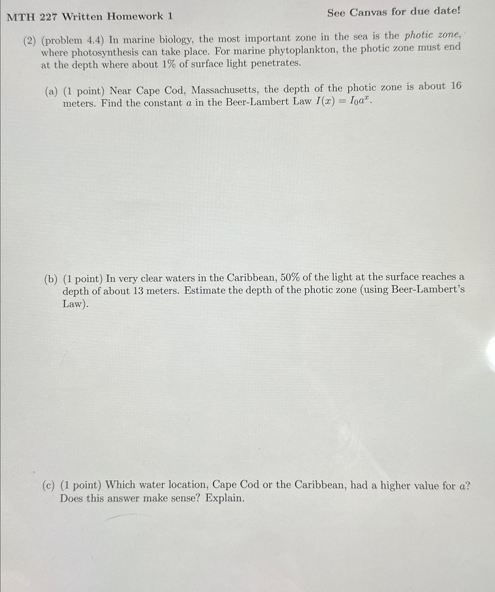 Solved MTH 227 ﻿Written Homework 1See Canvas for due | Chegg.com
