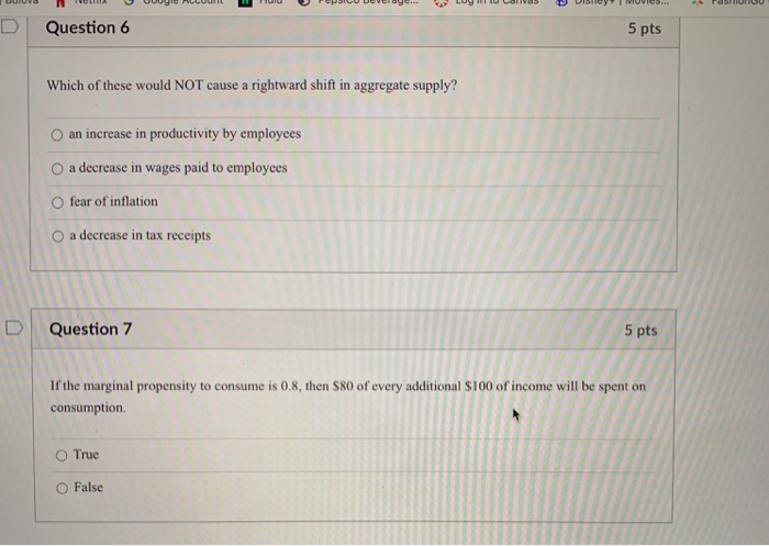 Solved 5 pts Question 1 (Figure: Predicting Aggregate Demand | Chegg.com