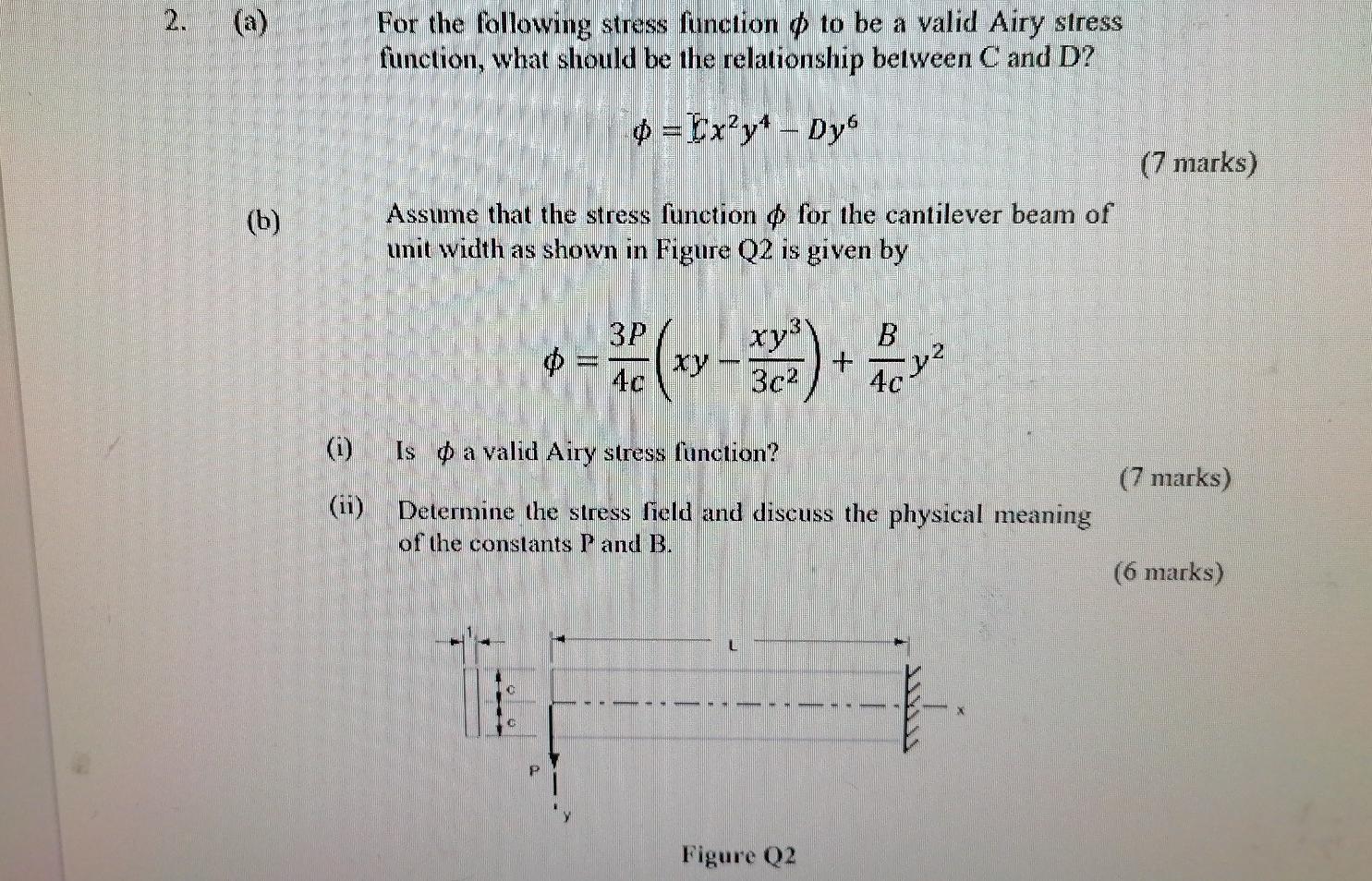 Solved For the following stress function to be a valid Airy | Chegg.com Solved For the following stress function to be a valid Airy | Chegg.com