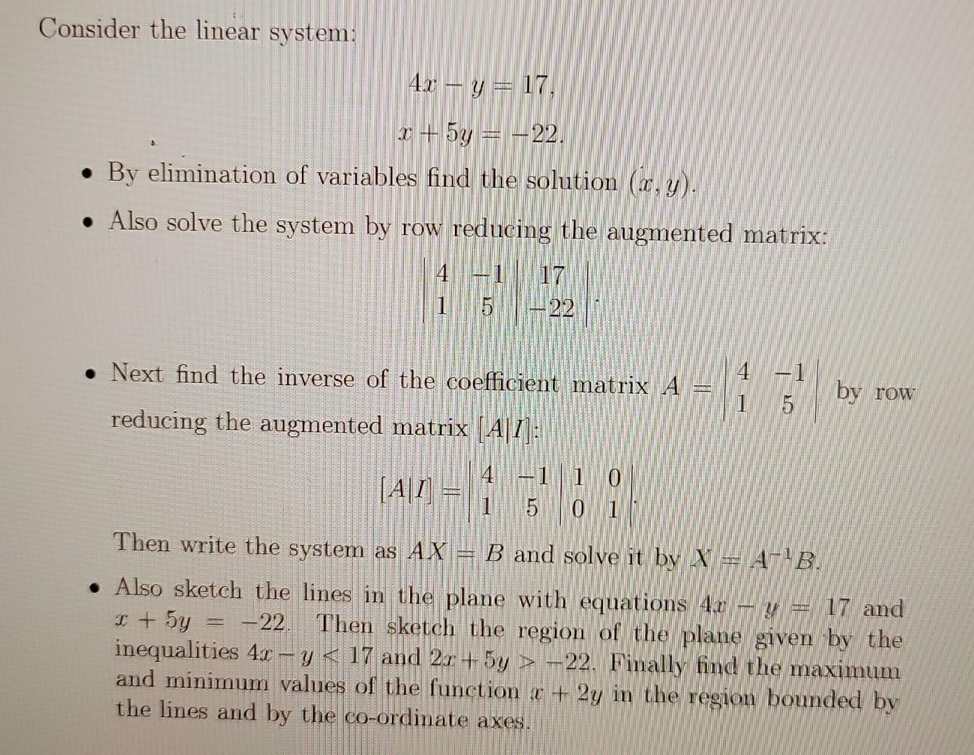Solved I already know that x= 3 and y=-5, I need help with | Chegg.com