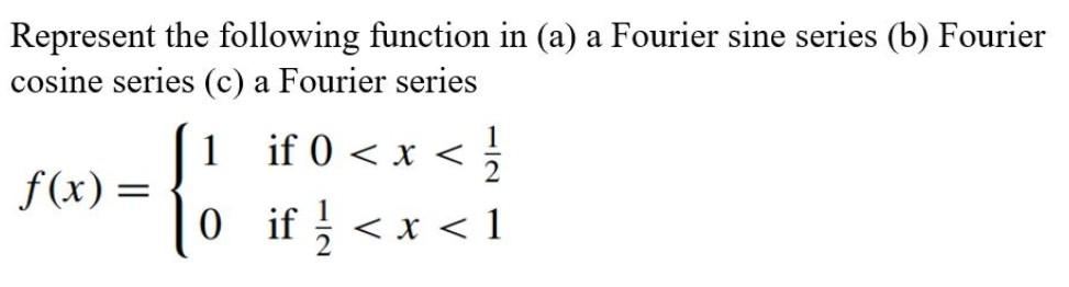 Solved Represent the following function in (a) a Fourier | Chegg.com