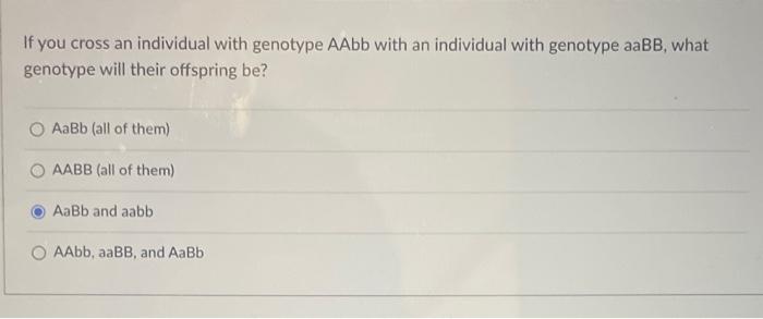 Solved If you cross an individual with genotype AAbb with an | Chegg.com