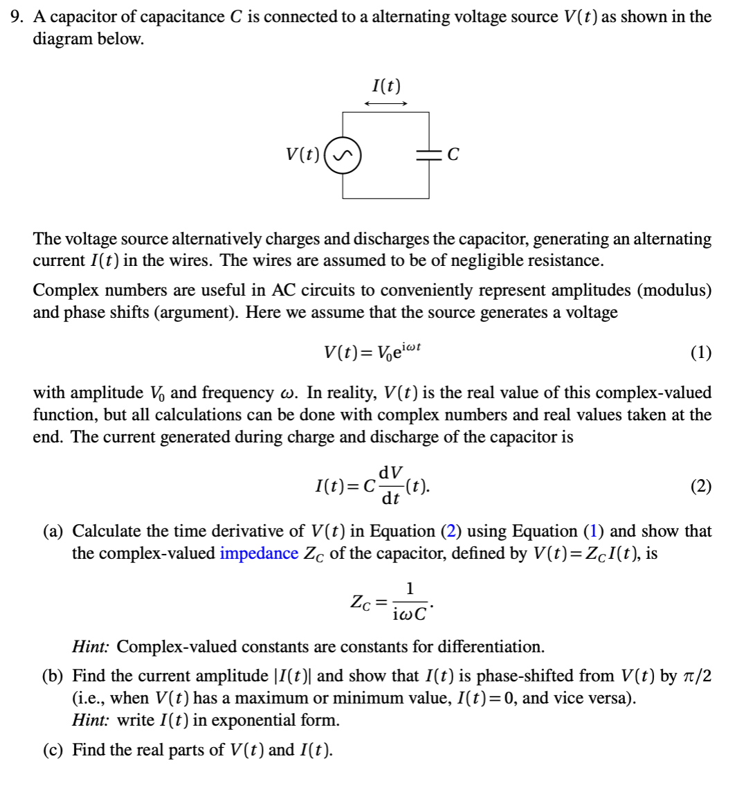 Solved A capacitor of capacitance C ﻿is connected to a | Chegg.com