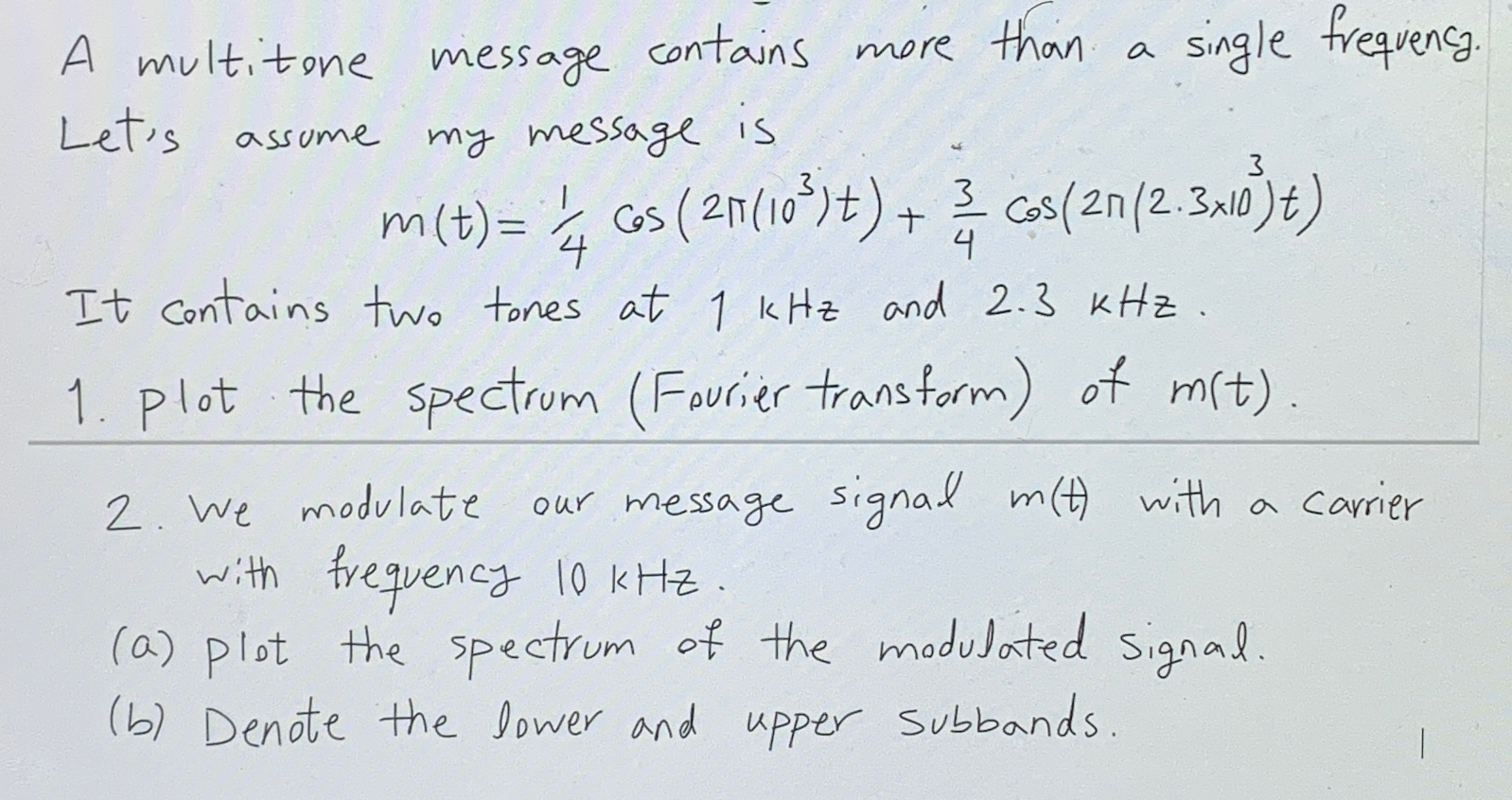 Solved A multitone message contains more than a single | Chegg.com