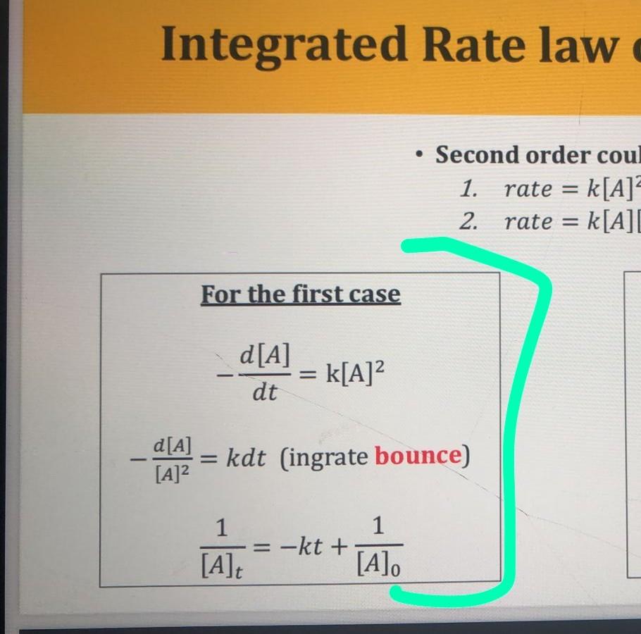 Solved Integrated Rate law Second order coul 1. rate = k[A] | Chegg.com