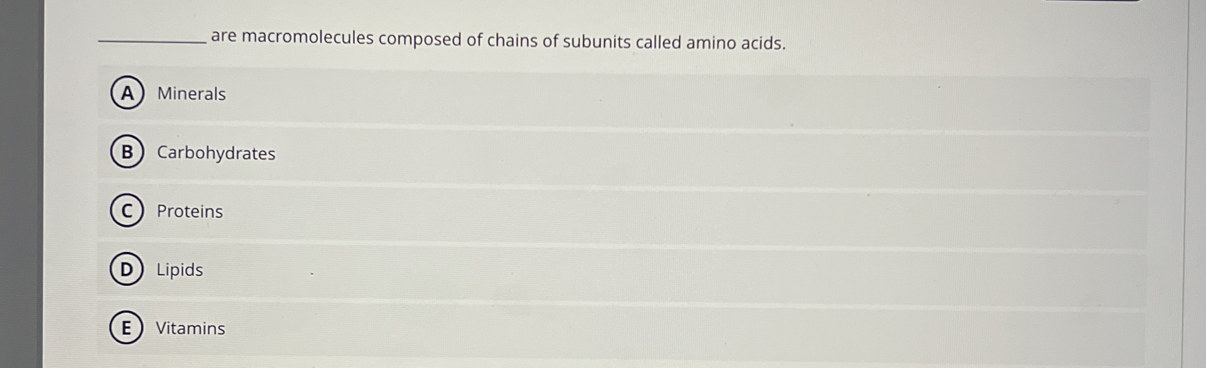 Solved are macromolecules composed of chains of subunits | Chegg.com