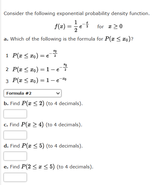 Solved Consider the following exponential probability | Chegg.com