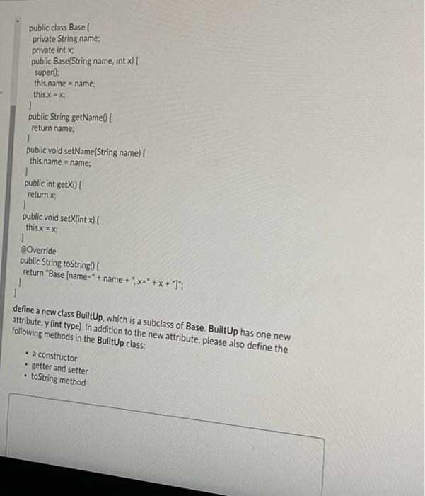 Solved public class Basel private String name; private int | Chegg.com