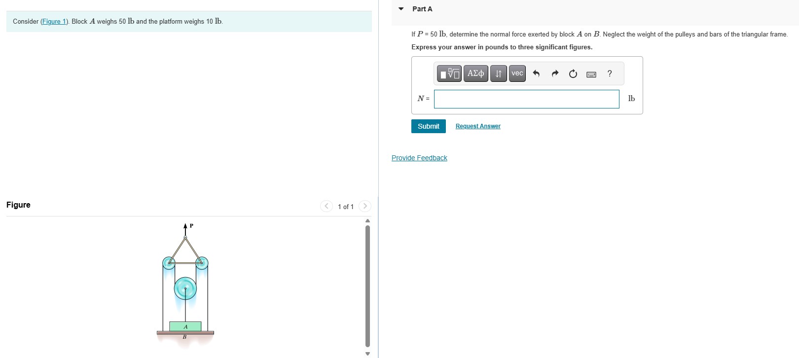 Solved Consider (Figure 1). ﻿Block \( ﻿A \) ﻿weighs 50 ﻿lb | Chegg.com