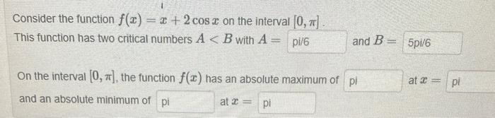 Solved Consider the function f(x)=x+2cosx on the interval | Chegg.com