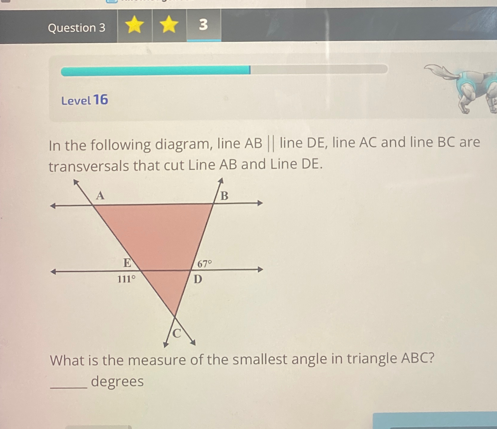 Solved Question 33Level 16In the following diagram, line | Chegg.com