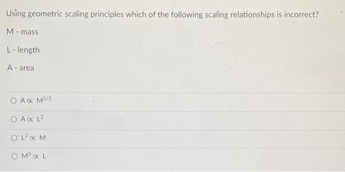 Solved Using geometric scaling principles which of the | Chegg.com