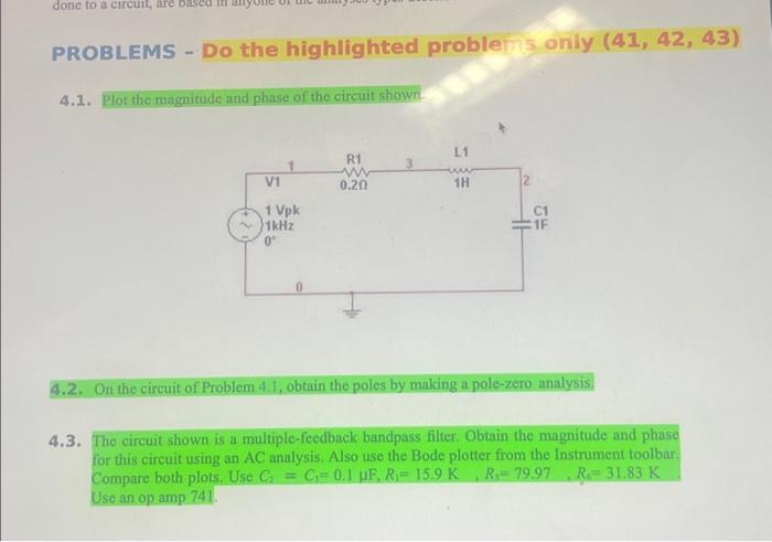 done to a circuit, are PROBLEMS - Do the highlighted | Chegg.com