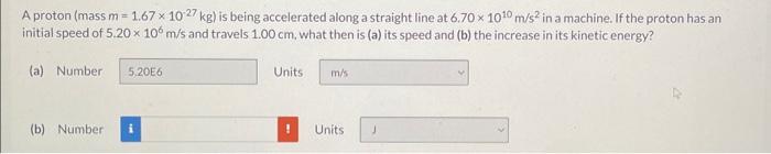 Solved A proton (mass m=1.67×10−27 kg ) is being accelerated | Chegg.com