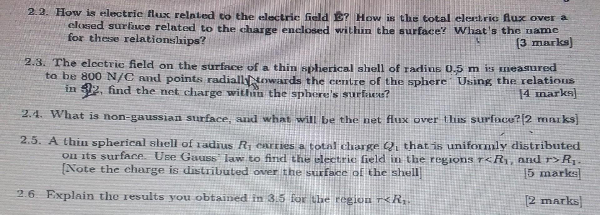 Solved 2.2. How is electric flux related to the electric | Chegg.com