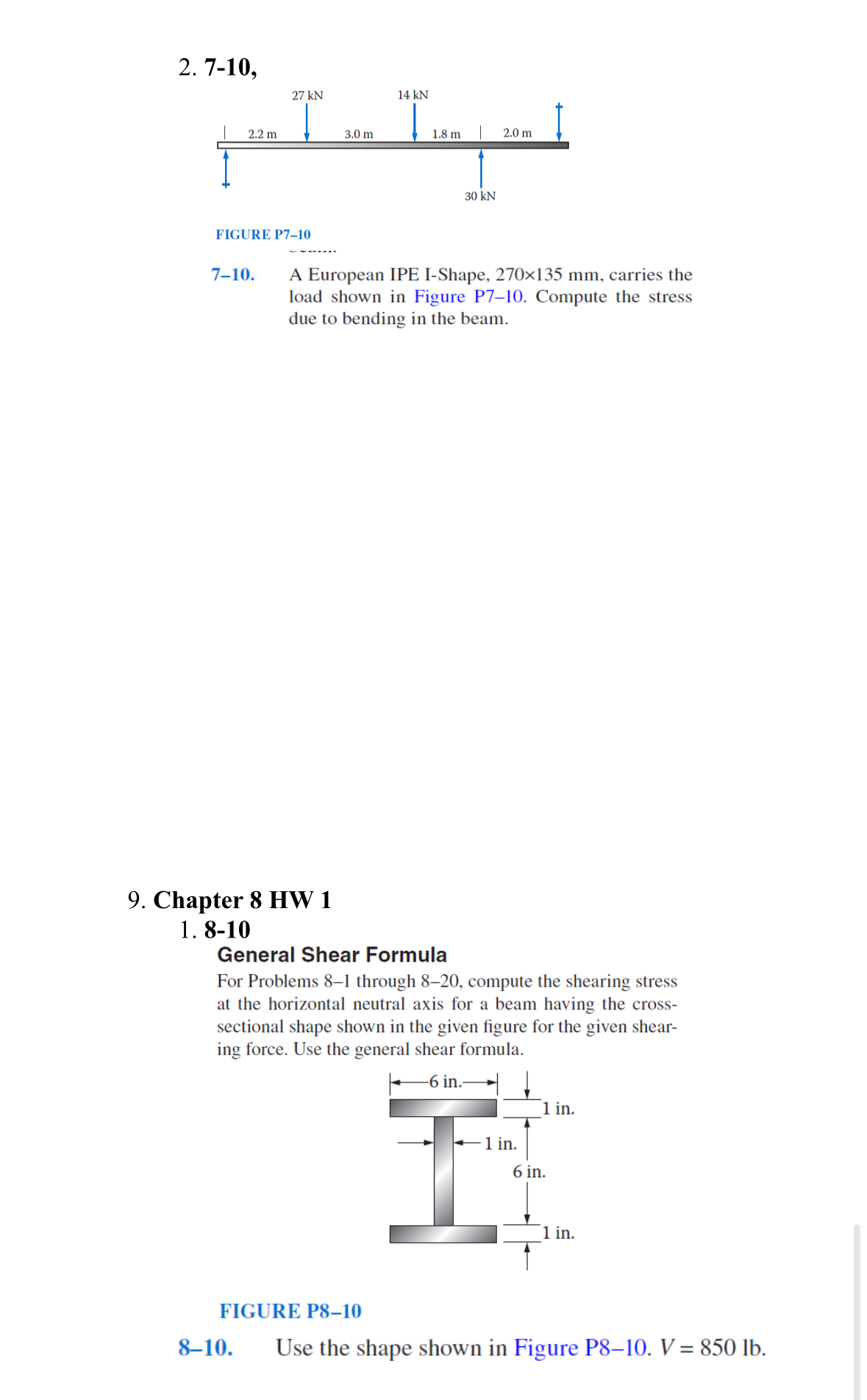 Solved FIGURE P7-107-10. ﻿A European IPE I-Shape, 270\times | Chegg.com