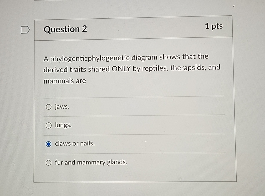 Question 21 ﻿ptsA phylogenticphylogenetic diagram | Chegg.com