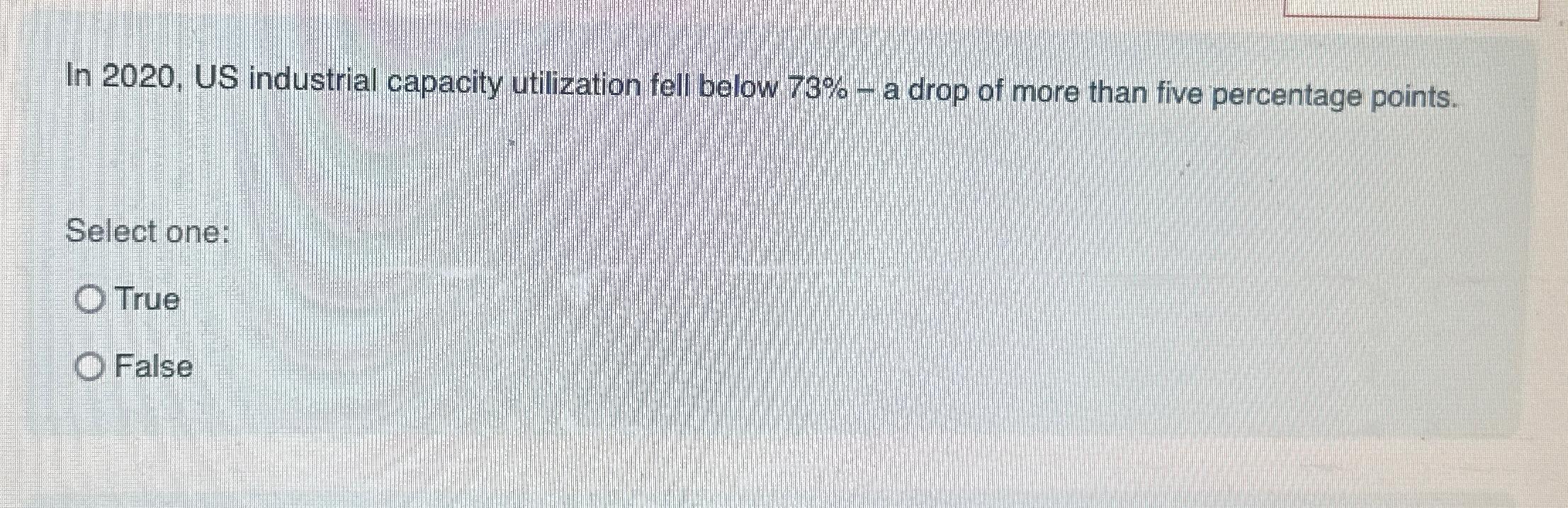 Solved In 2020, ﻿US industrial capacity utilization fell | Chegg.com
