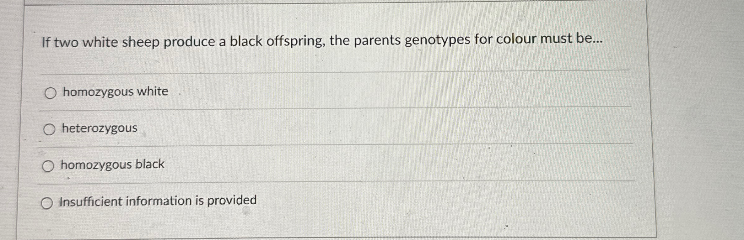 Solved If two white sheep produce a black offspring, the | Chegg.com