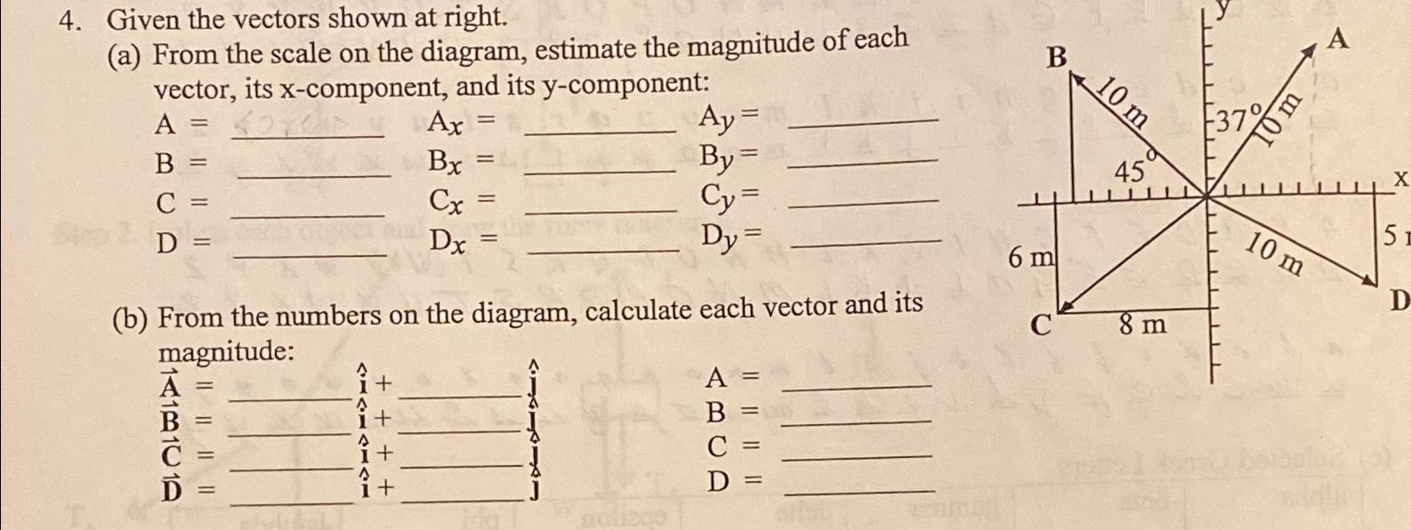 Solved Given the vectors shown at right.\\n(a) From the | Chegg.com
