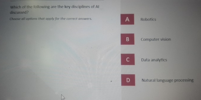 Which of the following are the key disciplines of AI | Chegg.com