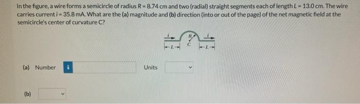 Solved In the figure, a wire forms a semicircle of radius | Chegg.com