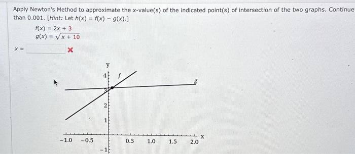 Solved Apply Newton's Method to approximate the x-value(s) | Chegg.com
