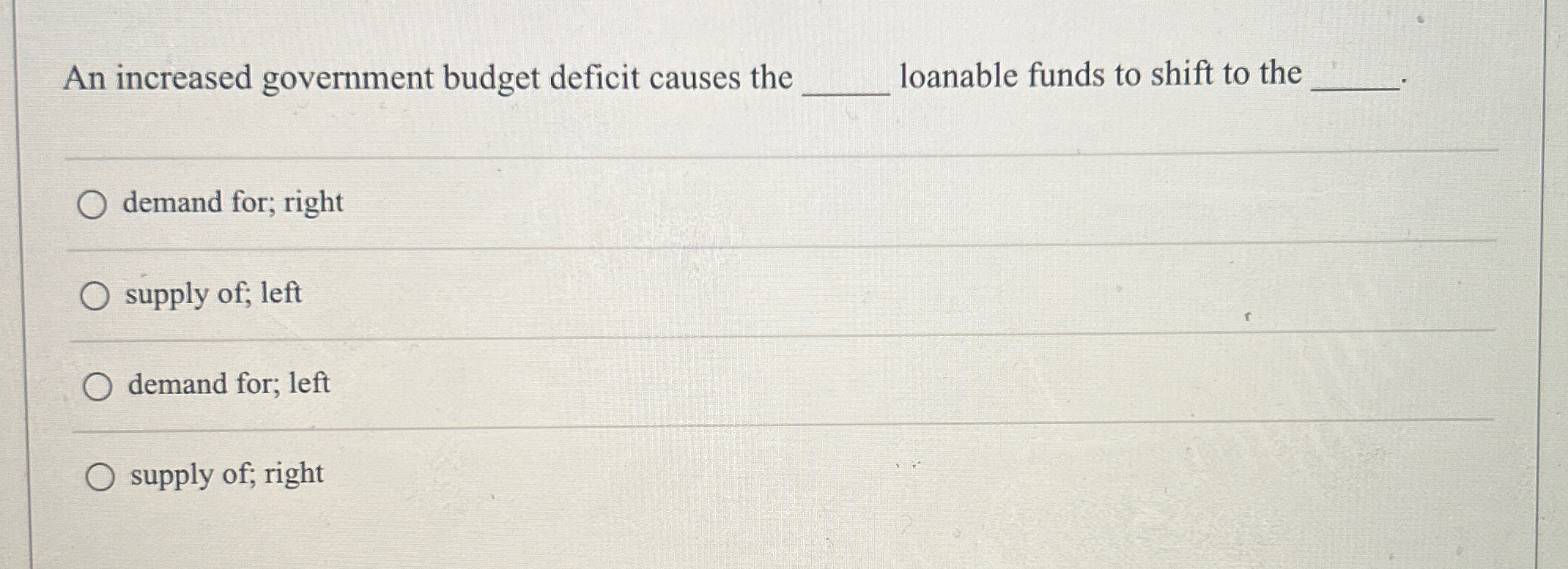 Solved An increased government budget deficit causes the | Chegg.com