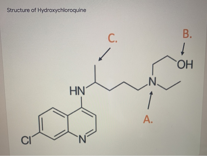Solved Structure of Hydroxychloroquine C. B. ОН -2. HN A. CI | Chegg.com