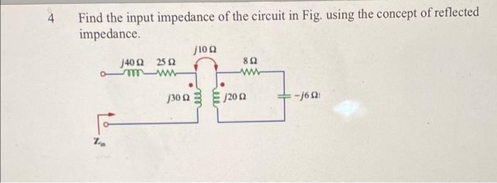 Solved 4 Find the input impedance of the circuit in Fig. | Chegg.com