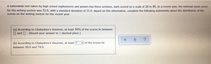 Solved A nationwide test taken by high school sophomores and | Chegg.com