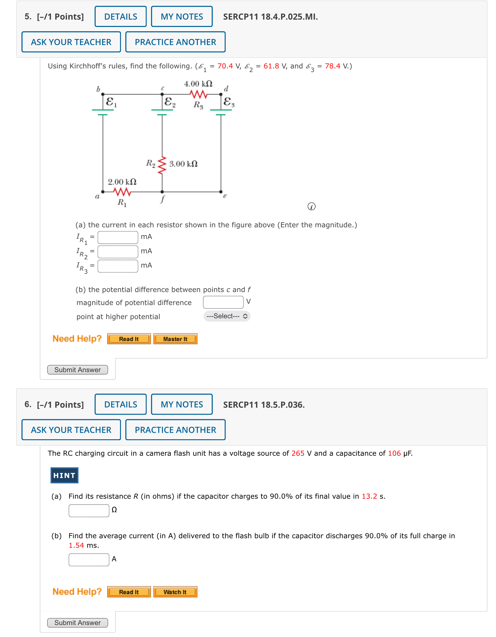 Solved Using Kirchhoff's rules, find the following. | Chegg.com