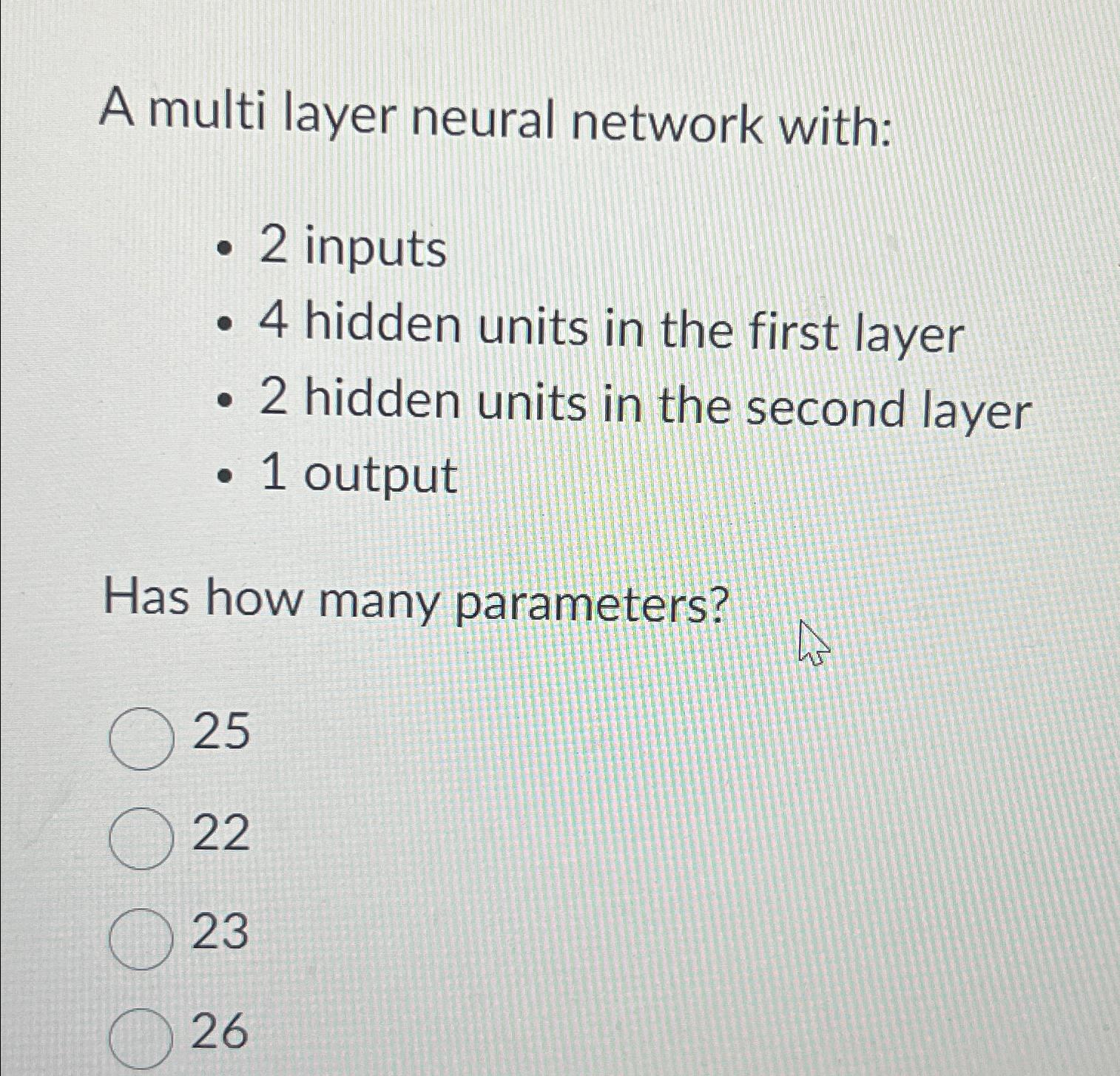 Solved A multi layer neural network with:2 ﻿inputs4 ﻿hidden | Chegg.com