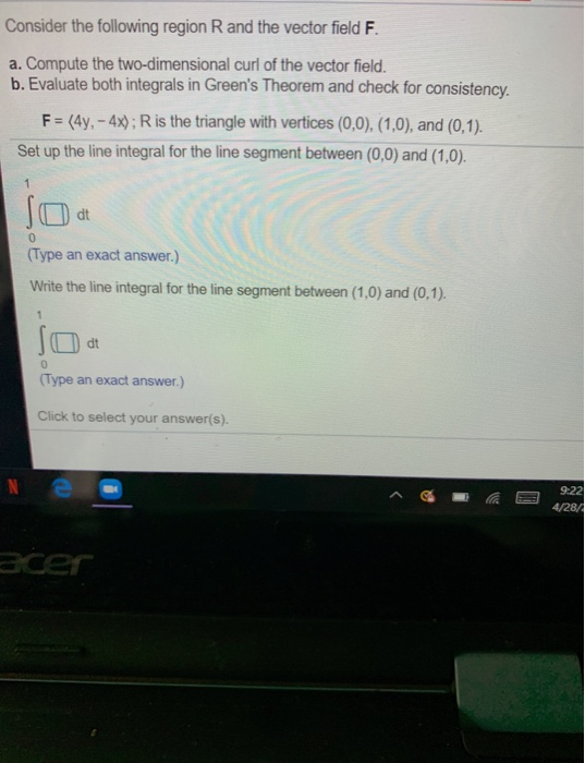 Solved Consider the following region and the vector field F. | Chegg.com