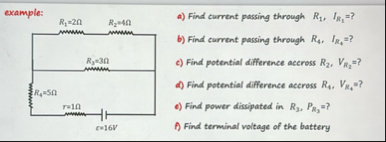 Solved expinsmle:a) ﻿Find current passing through | Chegg.com