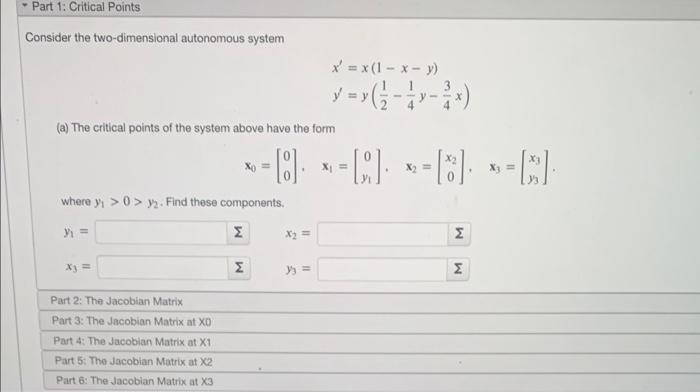 Solved Consider the two-dimensional autonomous system | Chegg.com