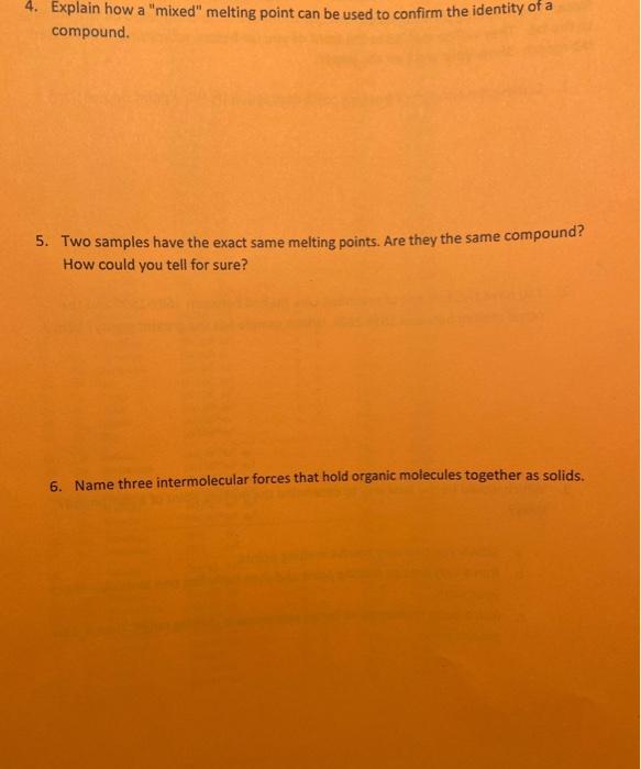 Solved Pre-Lab Melting Point Note: The following pre-lab | Chegg.com