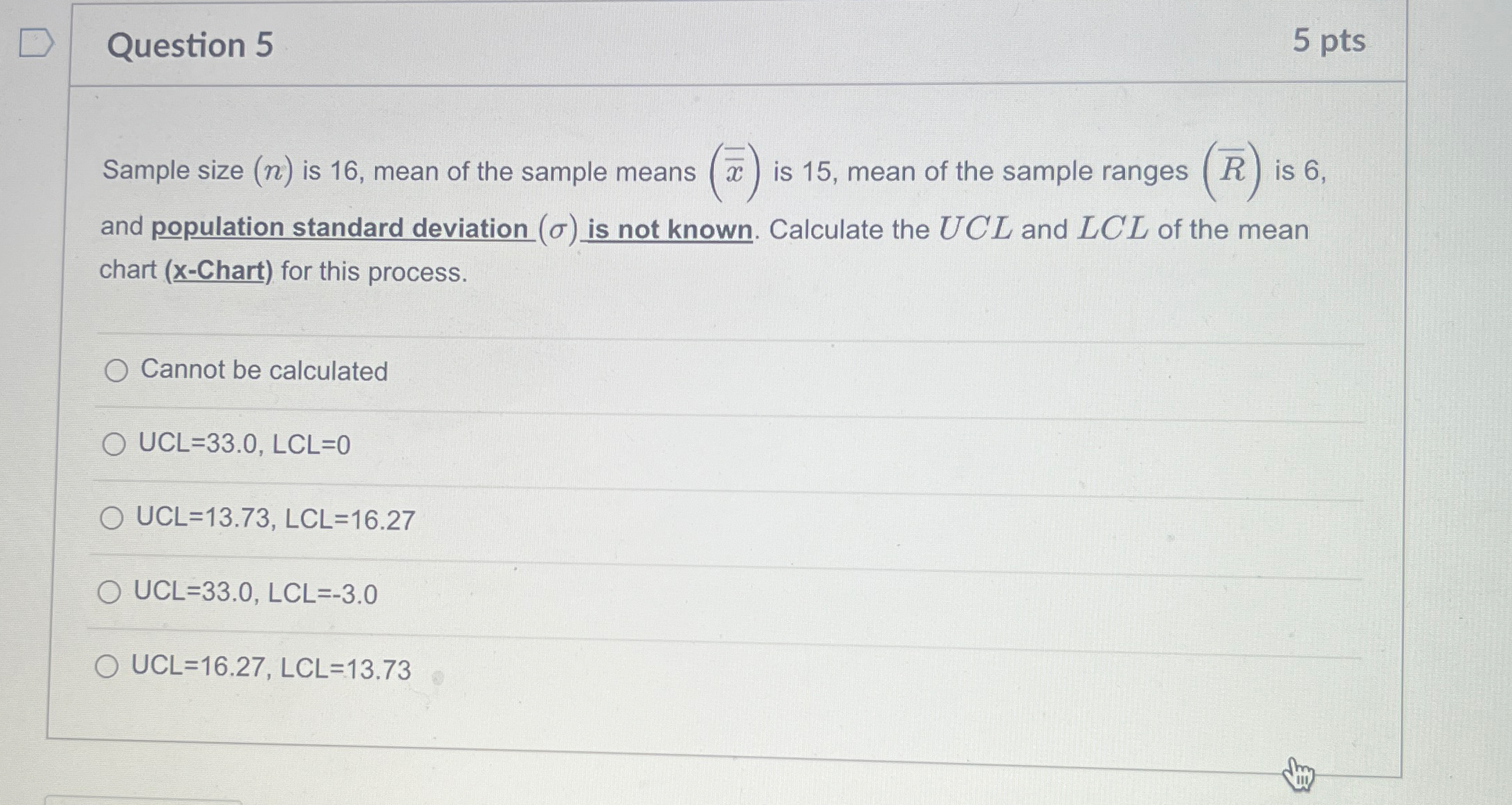 Solved Question 55 ﻿ptsSample size (n) ﻿is 16 , ﻿mean of the | Chegg.com