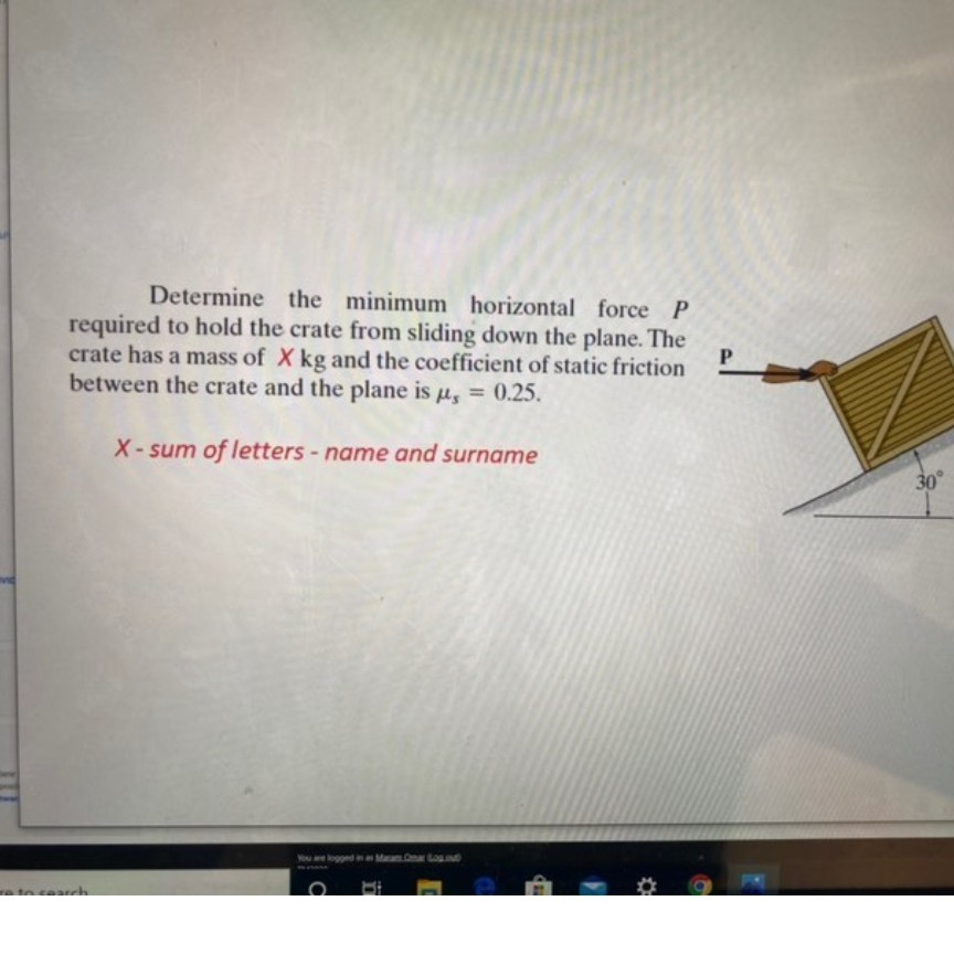 Solved Determine The Minimum Horizontal Force P Required To