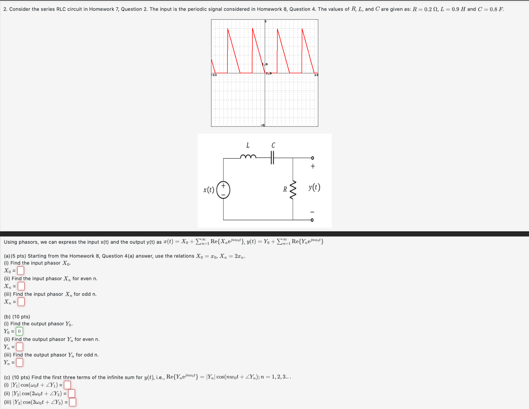 Solved Using phasors, we can express the input x(t) ﻿and the | Chegg.com