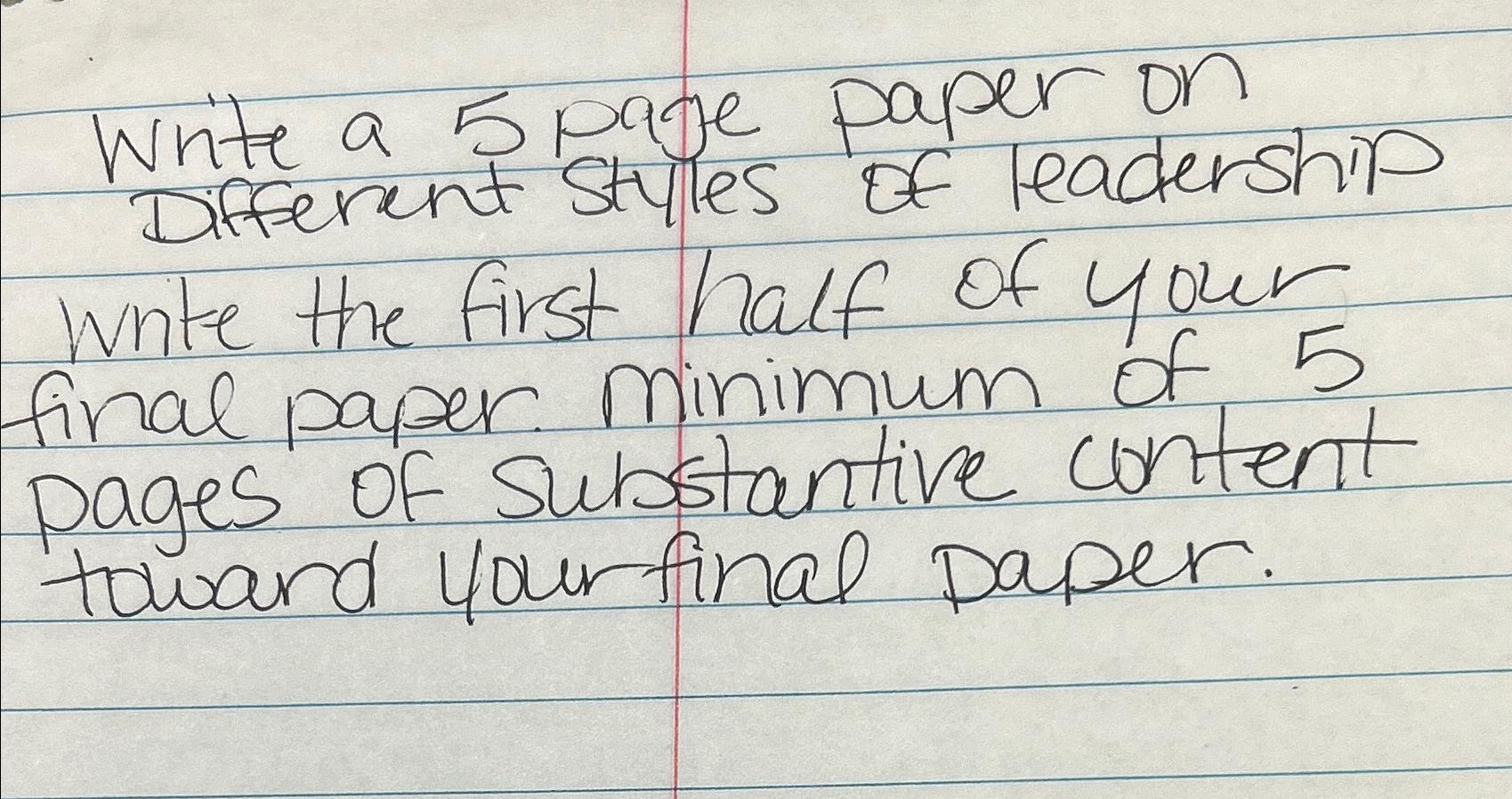 Solved Write a 5 ﻿page paper onDifferent styles of | Chegg.com