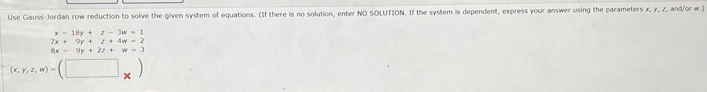 Solved Use Gauss-Jordan row reduction to solve the given | Chegg.com